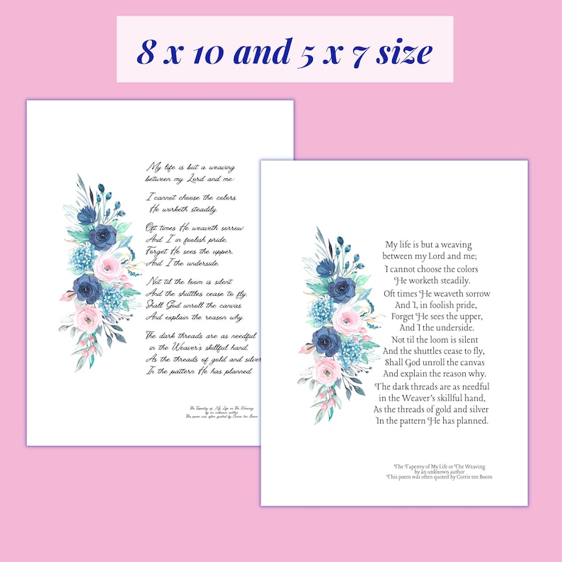 Poem About Life "the Weaving" or "the Tapestry" Was Often Read by ...