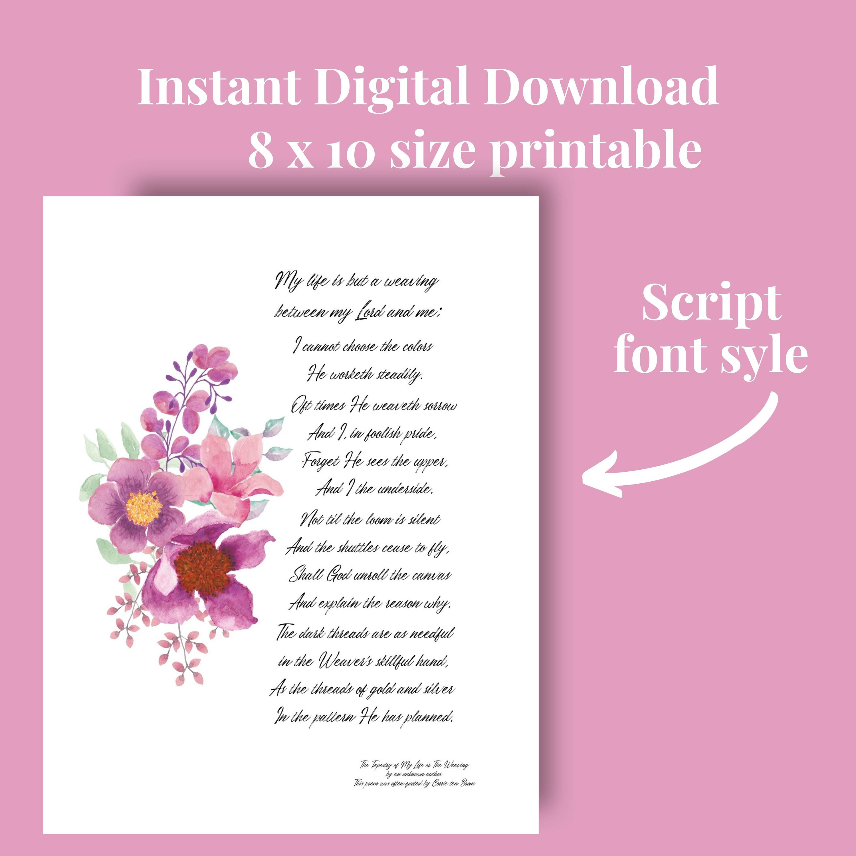 The Weaving or My Life is a Tapestry Poem | Often Read by Corrie Ten ...