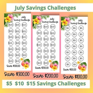 July Saving Challenges - Etsy