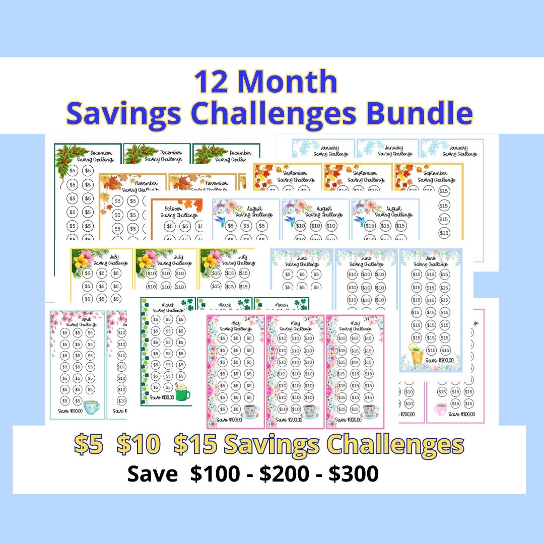 12 Month Saving Challenges Bundle - Etsy