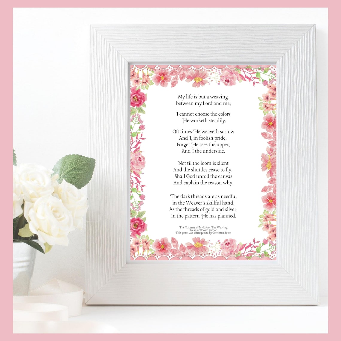 Corrie Ten Boom Tapestry Poem With Floral Border Design 8 X 10 Size ...