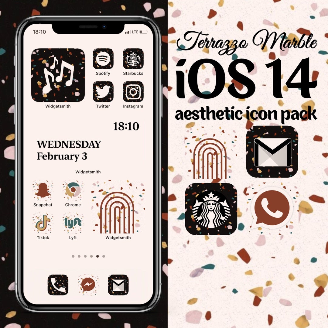 IOS 14 Terrazzo Marble Aesthetic Apps Colorful Marble Theme - Etsy