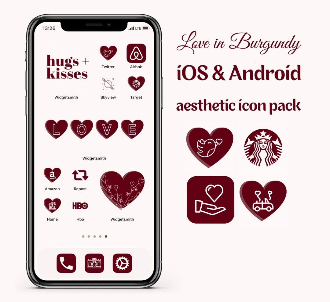 Red Heart App Icon Pack: 250 Valentines Ios & Android Icons, Widgets ...