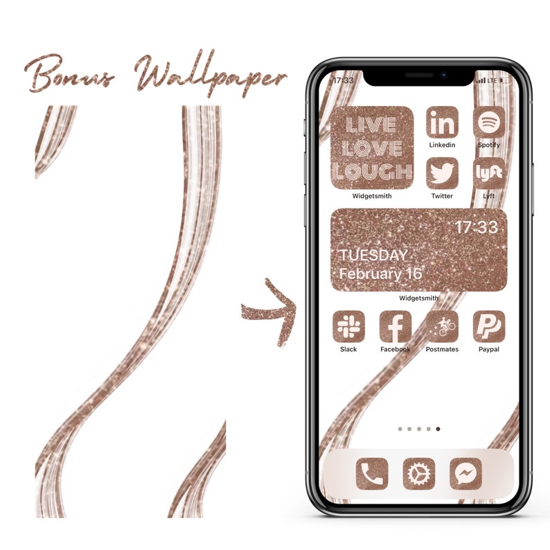 App Icons Rose Gold Glitter Aesthetic IOS 14 App Covers - Etsy