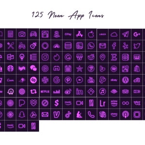IOS 14 Neon Purple Theme Aesthetic App Icon Pack for Iphone - Etsy