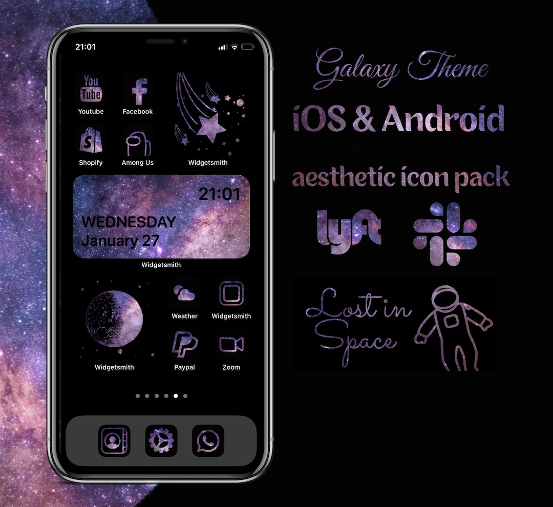 Galaxy App Icon Pack, IOS & Android, Space Themed Aesthetic Homescreen ...