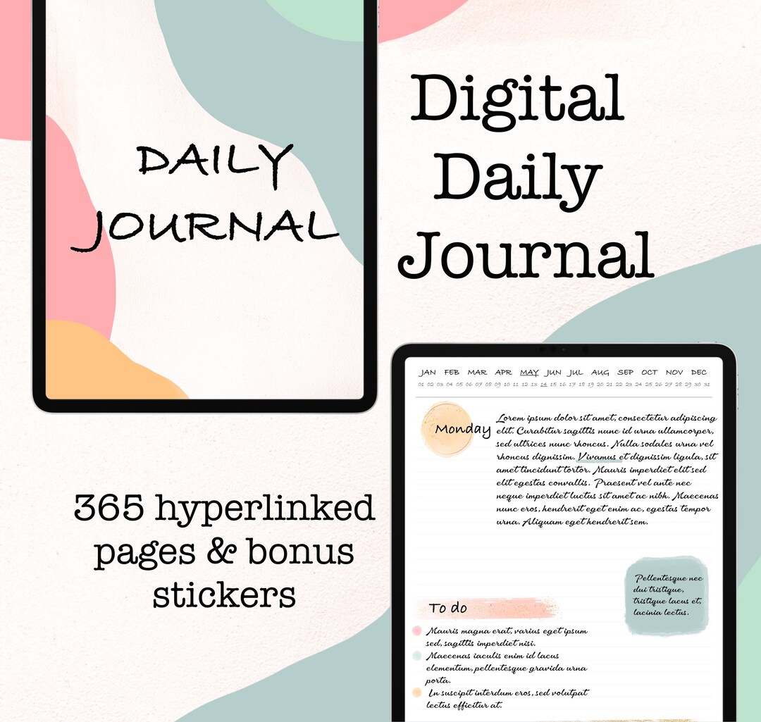 Digital Daily Journal, 365 Hyperlinked Pages, Digital Planner - for ...