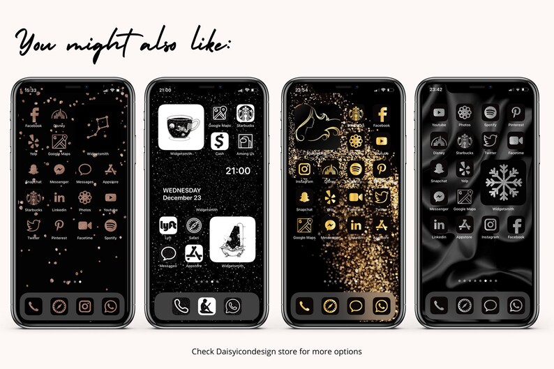 IOS 14 Dark Mode Theme Aesthetic App Icon Pack for Iphone | Etsy