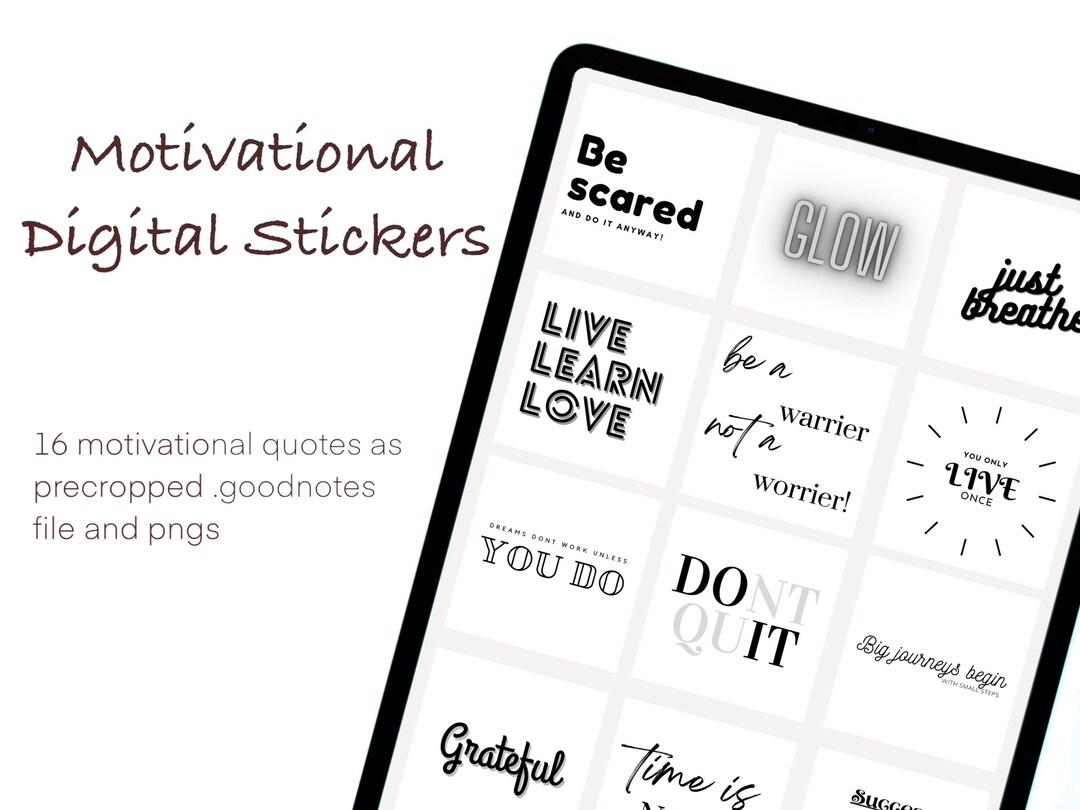 Digital Stickers Motivational Quotes Minimalist Sticky Notes, Goodnotes ...