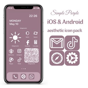 Simple Purple Themed App Icons, iPhone Aesthetic App Covers Set - Etsy