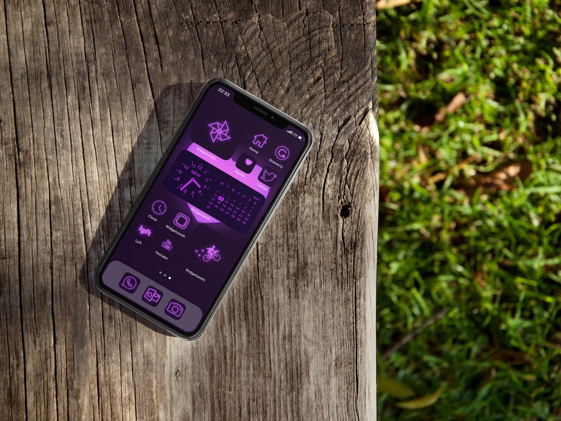 IOS 14 Neon Purple Theme Aesthetic App Icon Pack for Iphone - Etsy