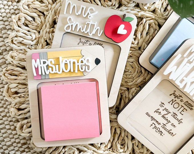 Sticky Note Holder, Teacher Sticky Note Holder, Teacher Gift, Teacher ...