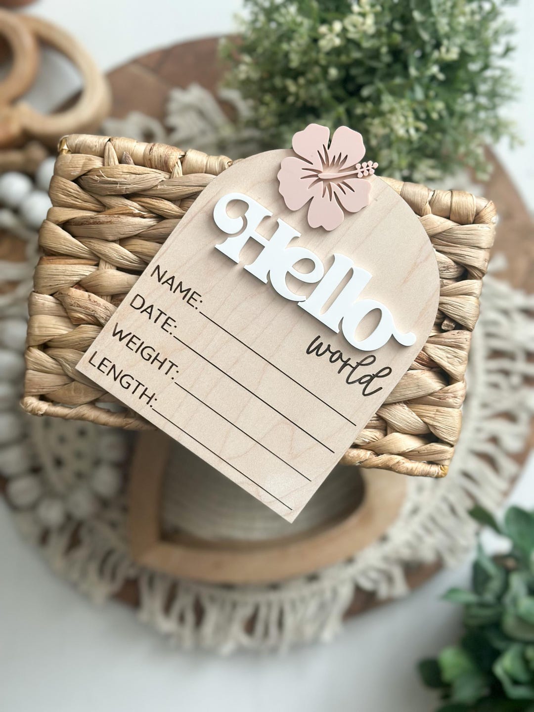 Flower Baby Birth Stats Board, Hello World, Baby Name Announcement ...