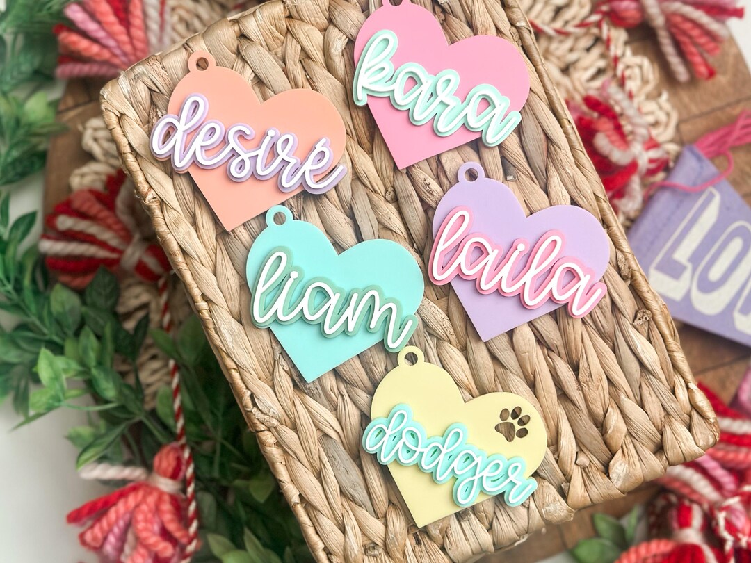 Heart Valentine Tags, Colorful, Cute, Basket Tags, Valentines, Kids ...