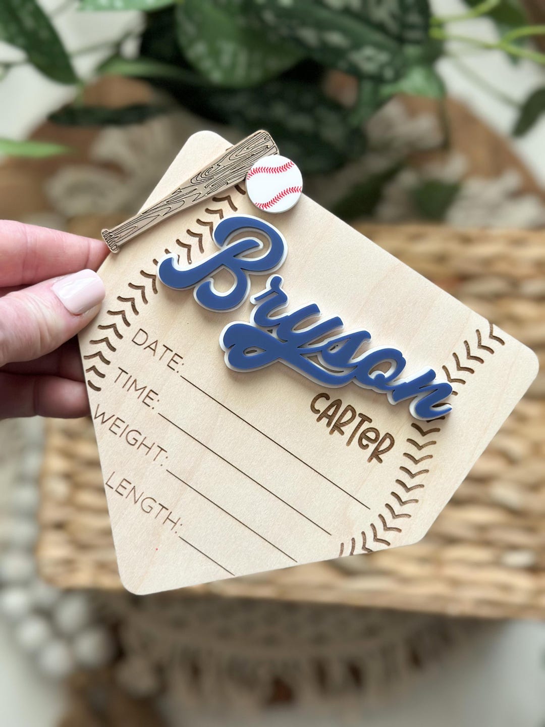 Baseball Baby Birth Stats Board, Home Plate, Baby Name Announcement ...