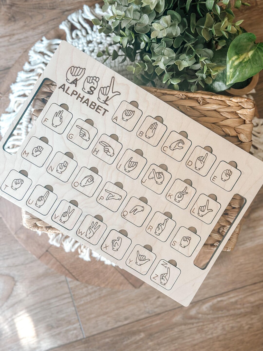 ASL Puzzle, Sign Language Alphabet, Montessori Alphabet Learning Board ...