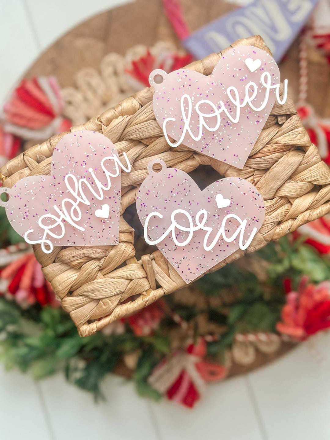 Heart Valentine Tags, Pink Glitter, Cute, Basket Tags, Valentines, Kids ...