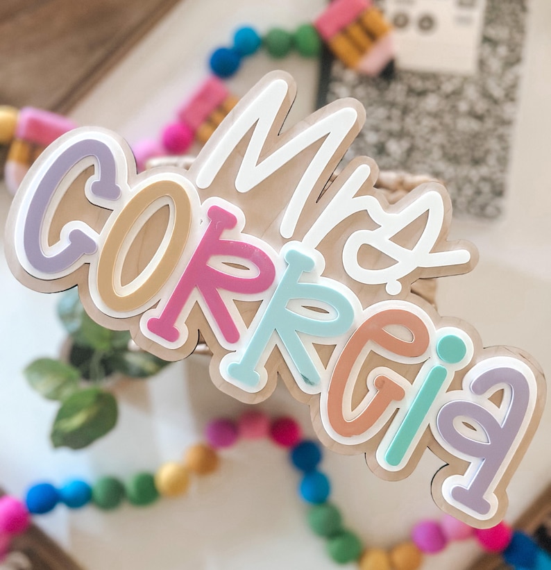 Teacher Name Sign, Teacher Desk, Gift, Magnet, Personalized, Cute ...