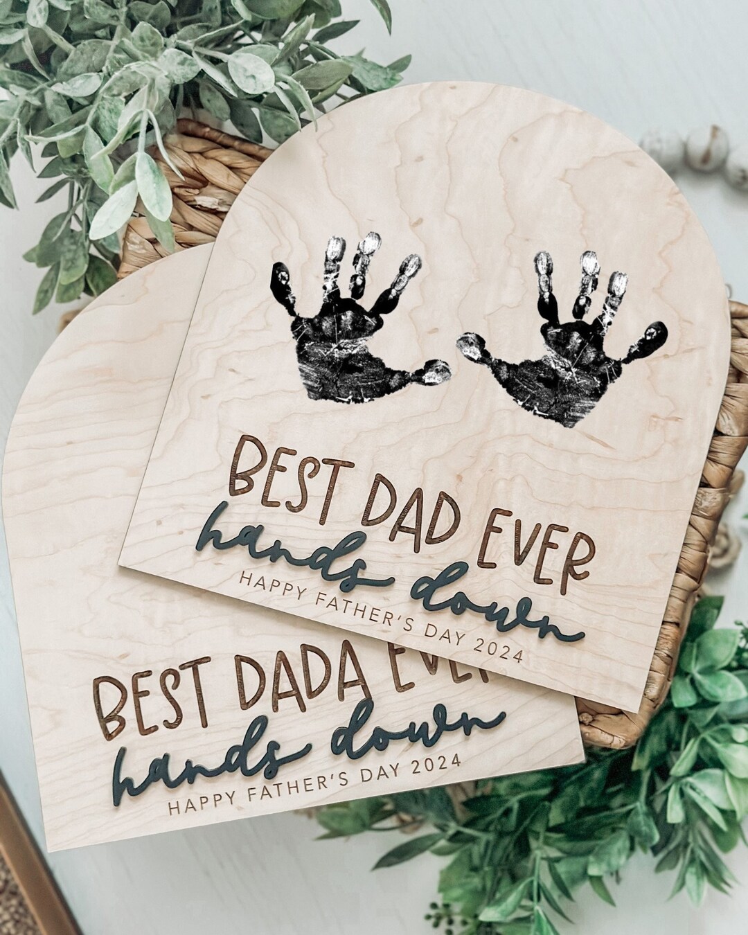 Best Dad Ever Handprint Sign, Father's Day Handprints, Gift for Dad ...