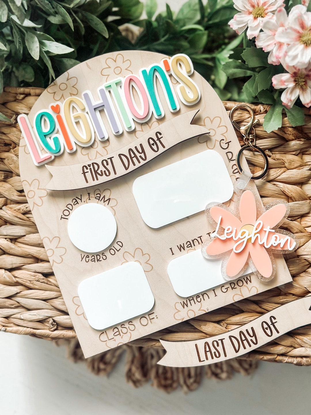 Rainbow Flower Sign, First Day of School, Last Day of School Sign ...