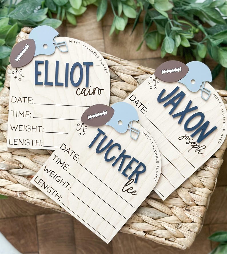 Football Baby Birth Stats Board, Baby Name Announcement, Birth ...