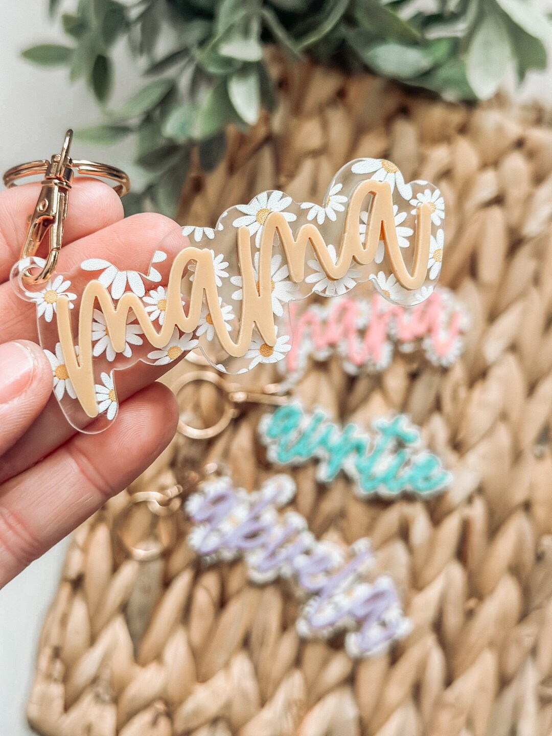 Mama Keychain, Mothers Day Gift, Grandma Keychain, Daisy Keychain ...