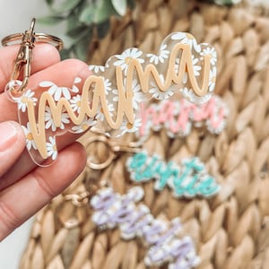 Mama Keychain, Mothers Day Gift, Grandma Keychain, Daisy Keychain ...
