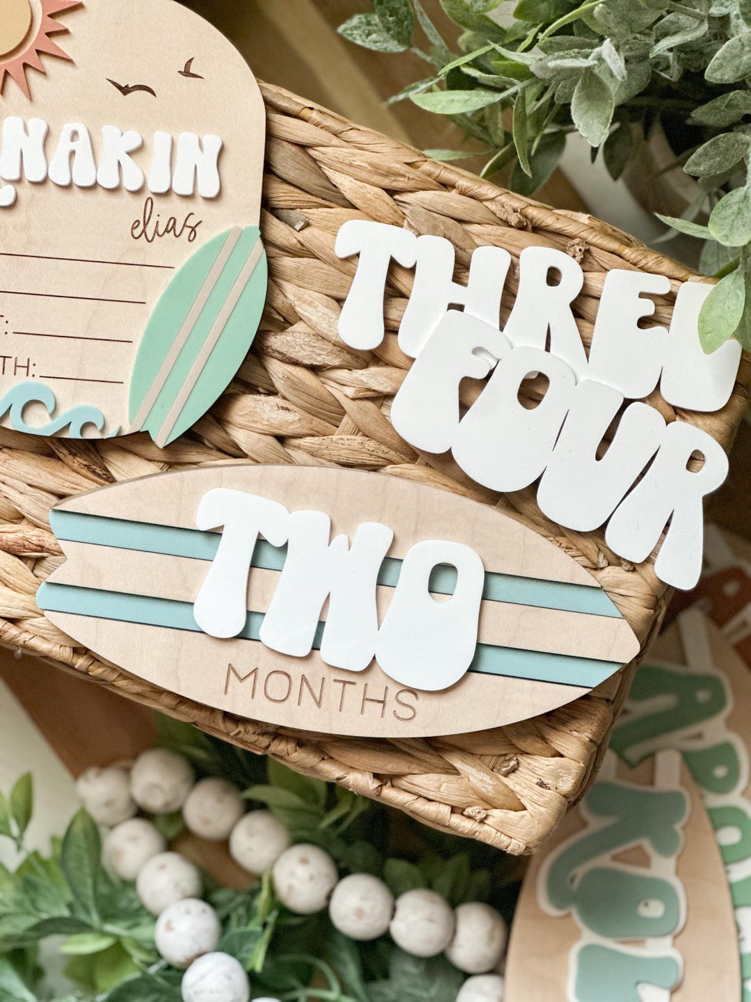 Surfer Baby Milestone, Interchangeable Monthly Milestone, Waves, Ocean ...