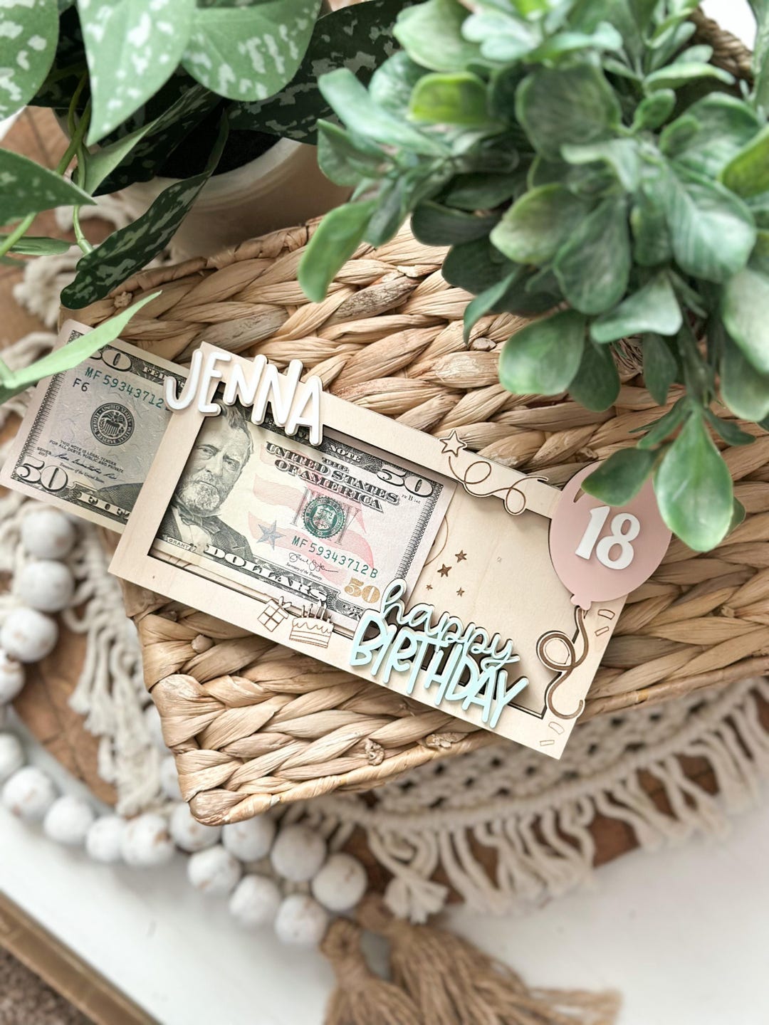 Birthday Money Holder, Gift, Personalized Gift, Cash Holder, Wood Money ...