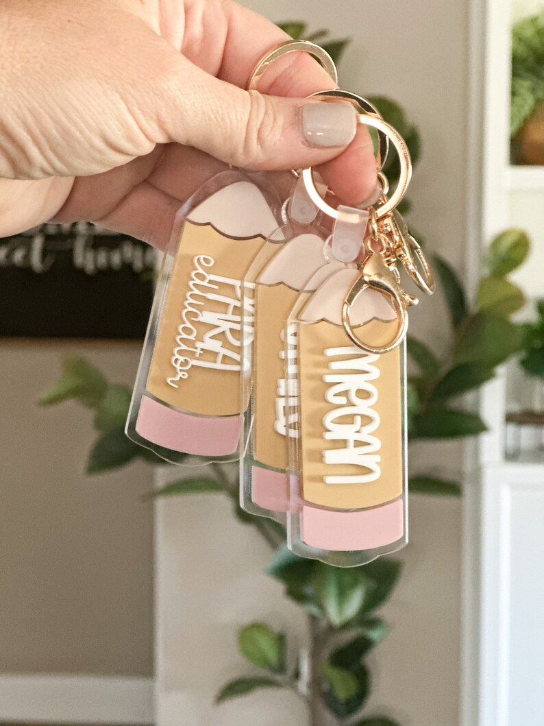 Pencil Keychain, Teacher Keychain, Personalized Pencil Keychain ...