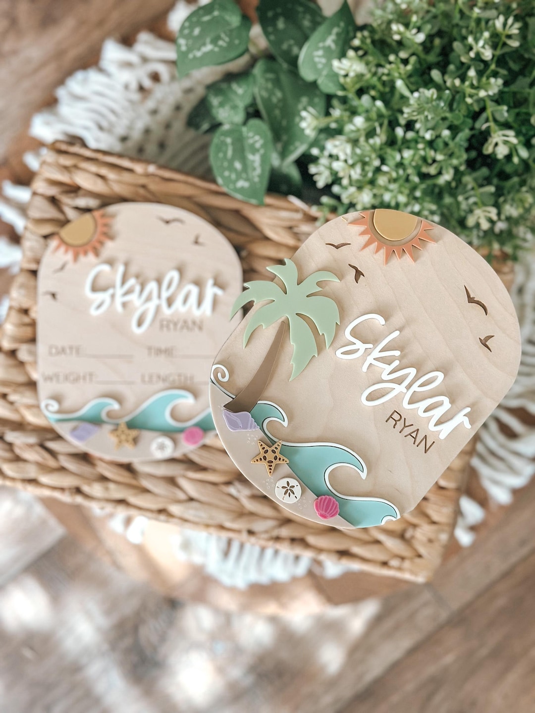 Beach, Waves, Shells, Birth Stats, New Baby Announcement, Birth ...