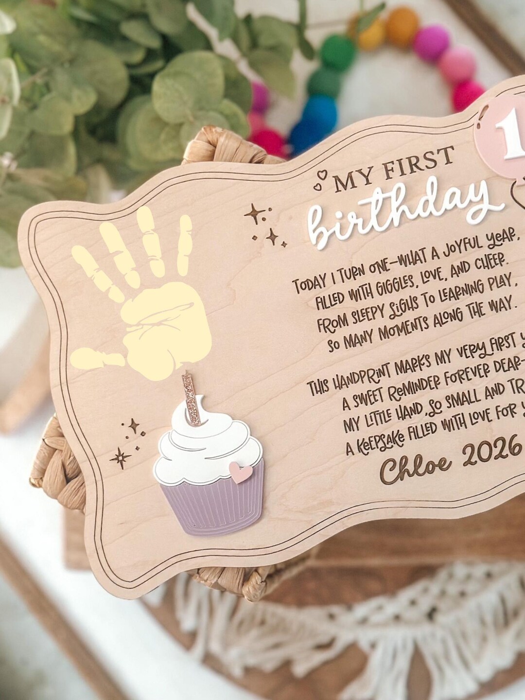 My First Birthday, Handprint Sign, Keepsake, Baby 1st Birthday, Memory ...
