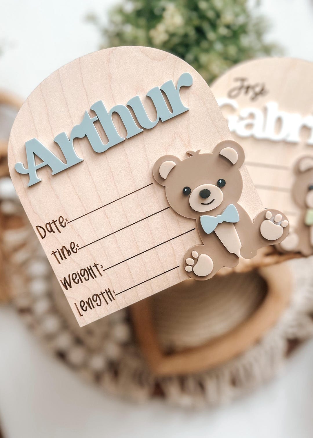 Bear, Baby Bear, Birth Stats Board, Name Announcement, Birth ...