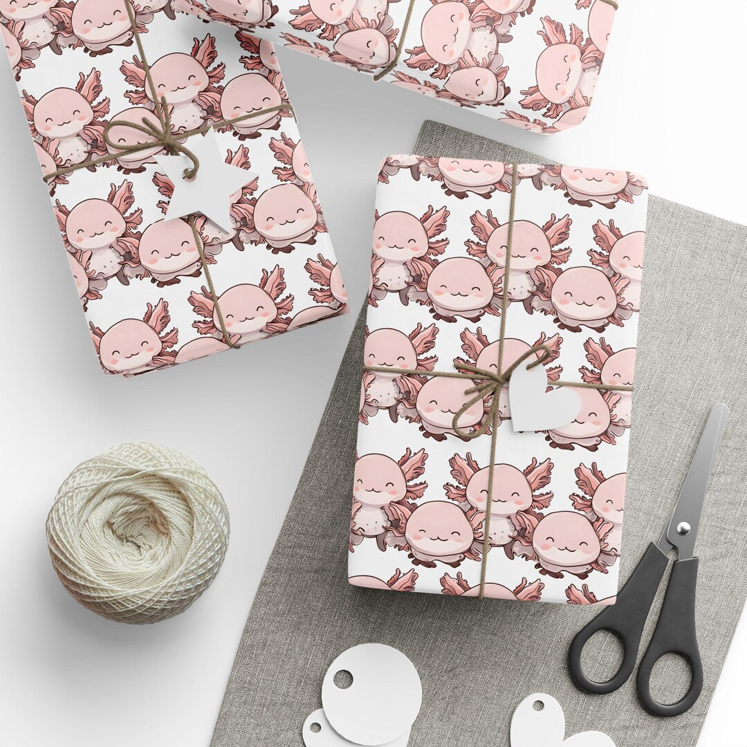 Cute Axolotl Wrapping Paper, Gift Wrap for Birthdays, Weddings, Showers ...