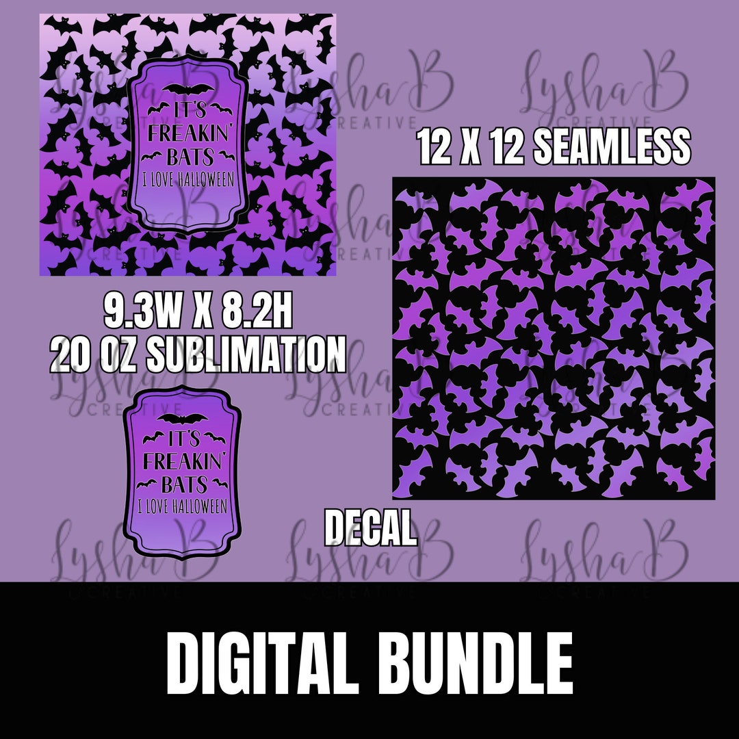 Its Freakin Bats Halloween PNG Bundle, Sublimation, Seamless (digital ...