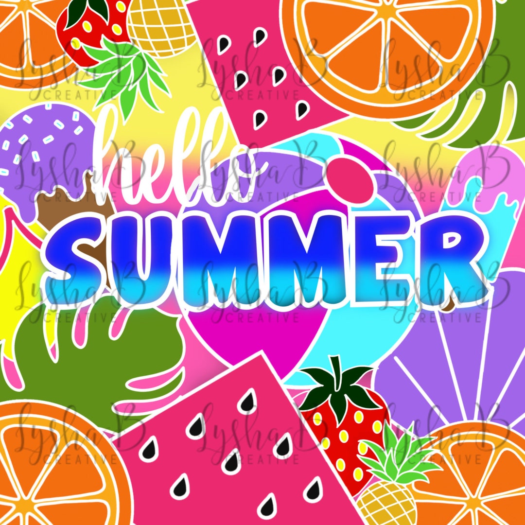 Hello Summer Digital Paper, PNG, JPEG, Not a Seamless Design, Tumbler ...