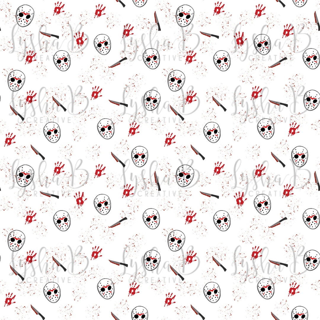 Hockey Mask Murderer Digital Paper, PNG, JPEG, Seamless Design, Tumbler ...