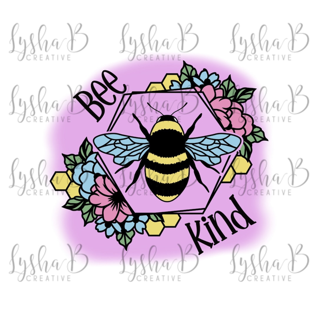 Bee Kind PNG File, Spring Floral Decal, Waterslide Image, Tumbler Decal ...