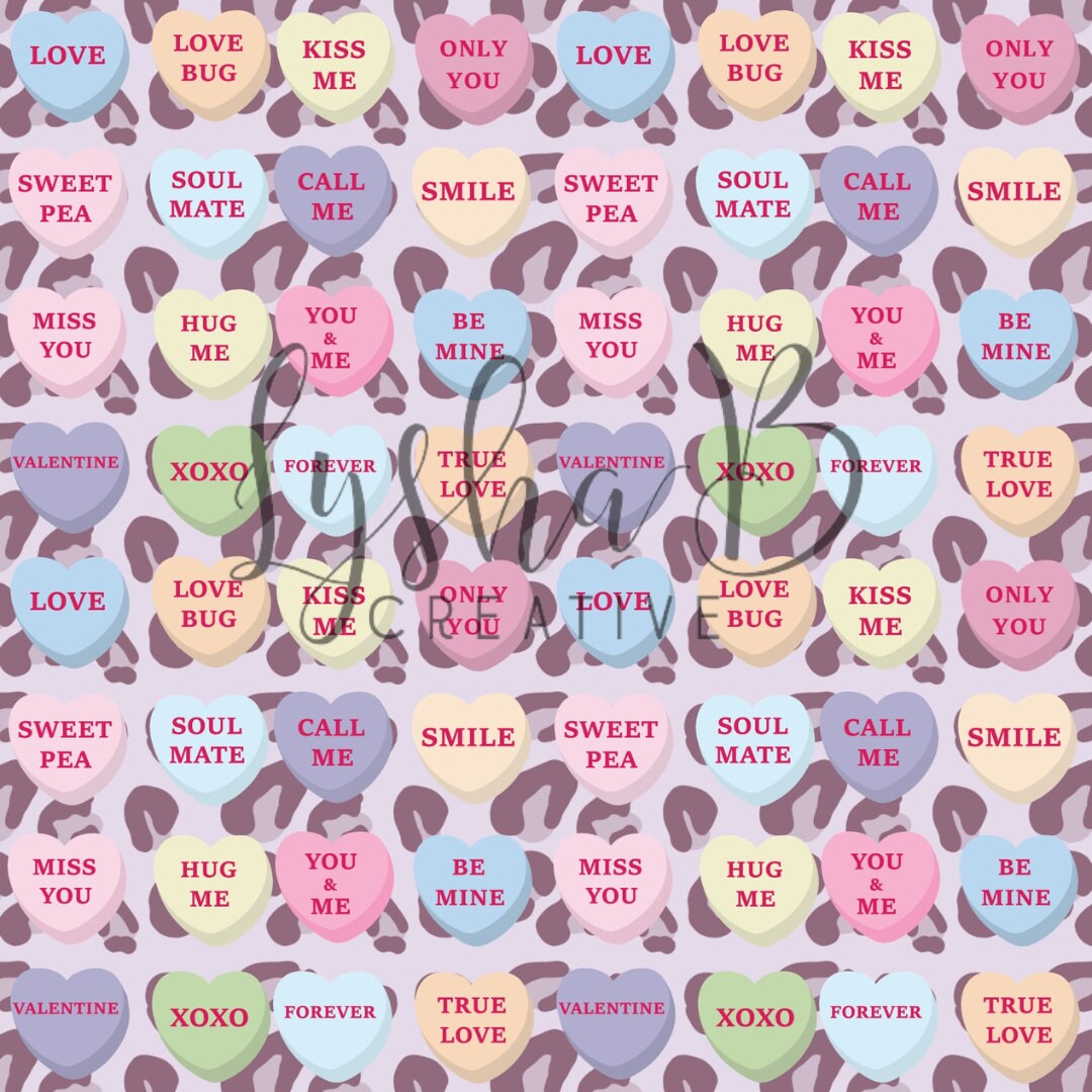 Conversation Hearts Pattern, Valentine's Day, Tumbler Wrap (digital ...
