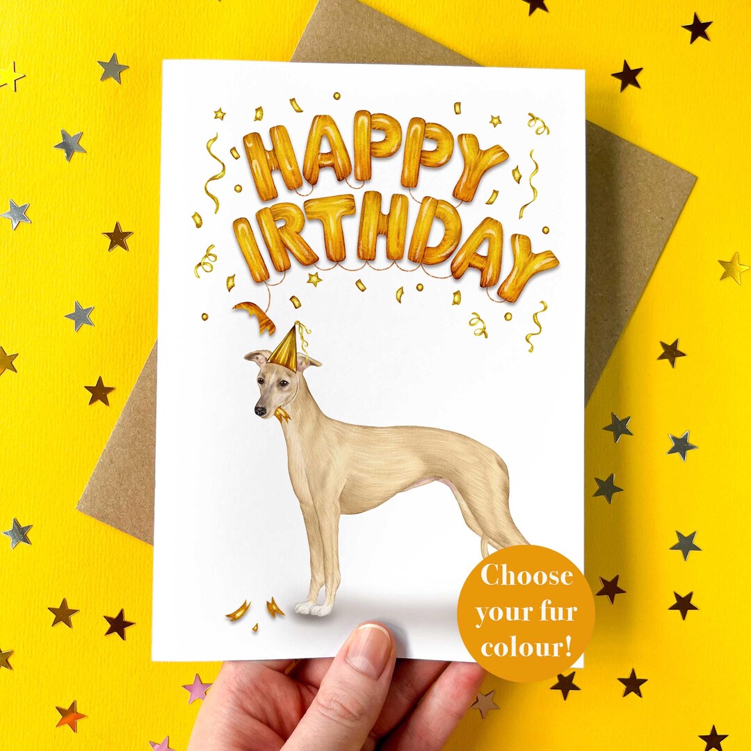 Whippet Fun Birthday Greetings Card, 5x7 Inches, Dog Greetings Card - Etsy