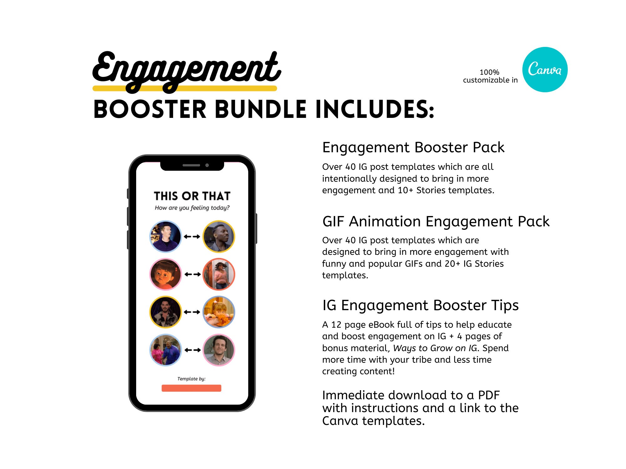 Engagement Booster Bundle Instagram Templates . Instagram - Etsy