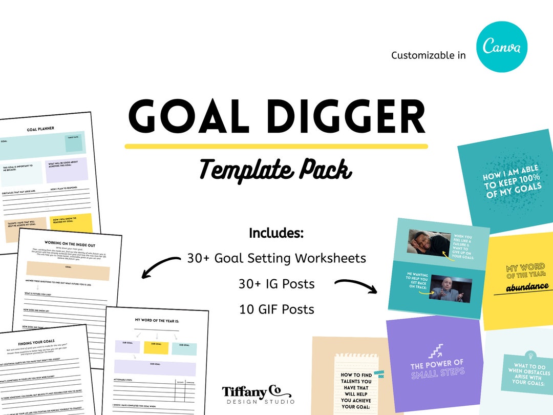 Goal Digger Template Pack . Goal Setting Templates . Goal - Etsy