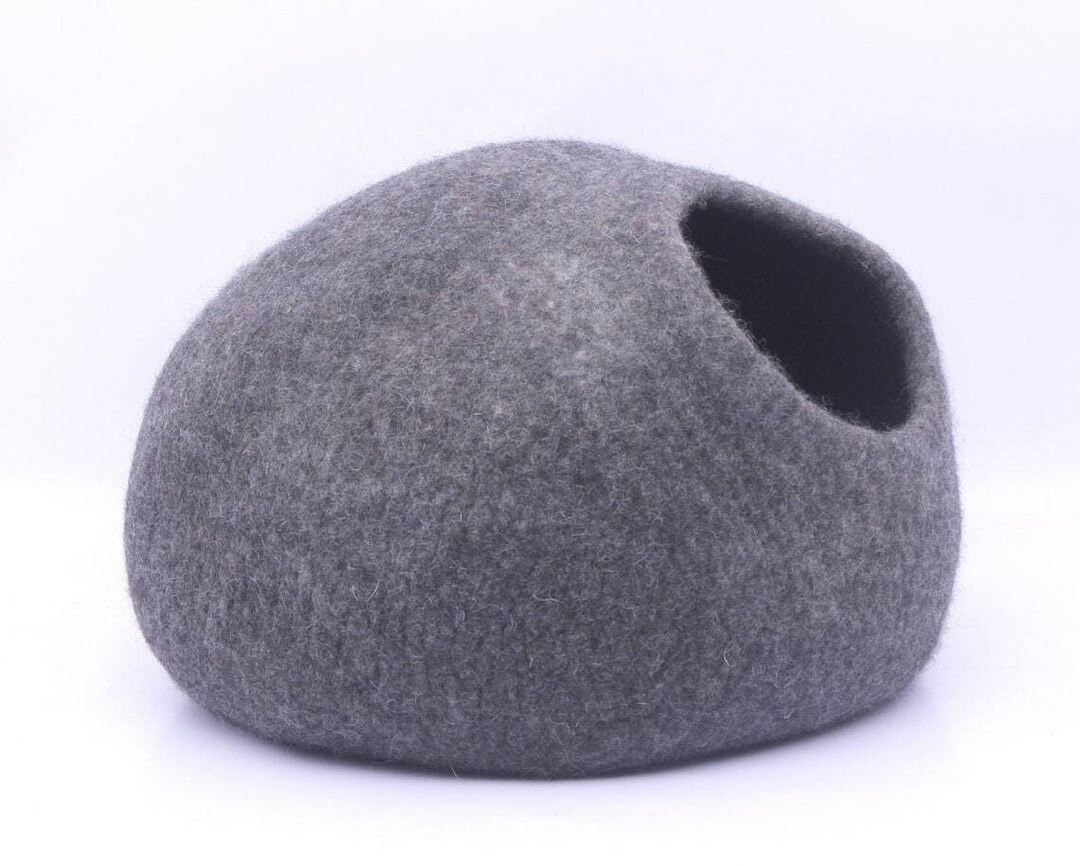 Felt Cat House - Cat Loving Home - Wool - Eco Friendly Cozy Bed -grey ...