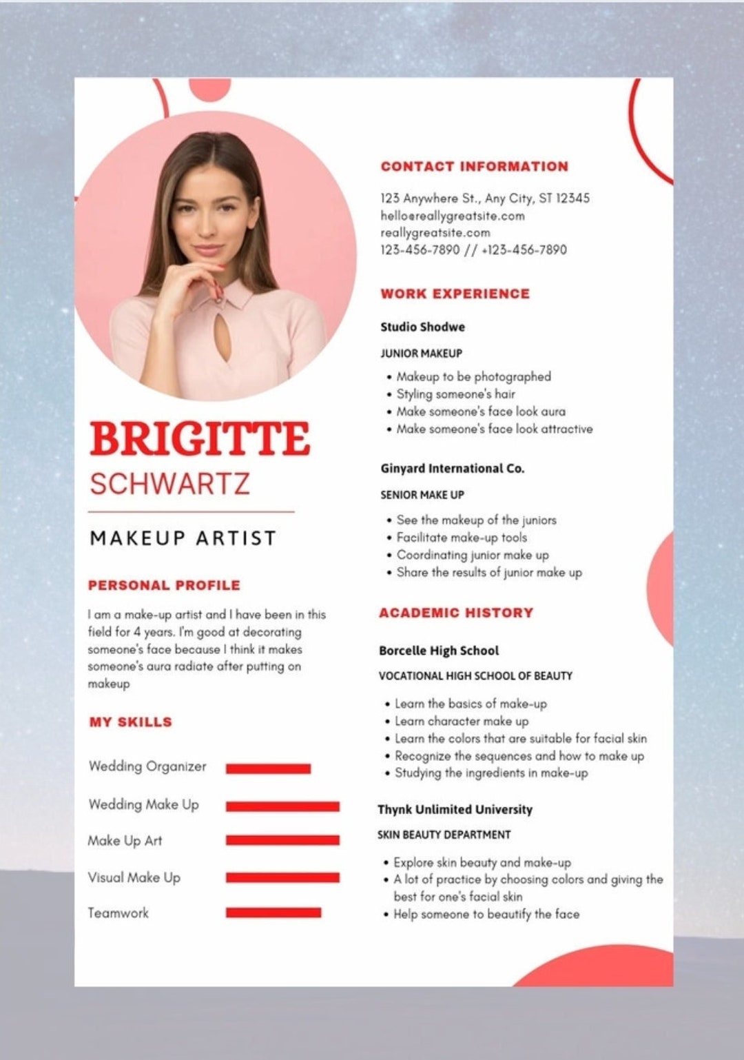 Make-up Artist Cv/resume Template - Etsy UK