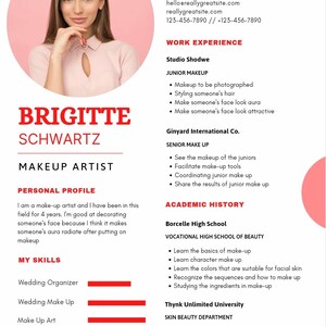 Make-up Artist Cv/resume Template - Etsy