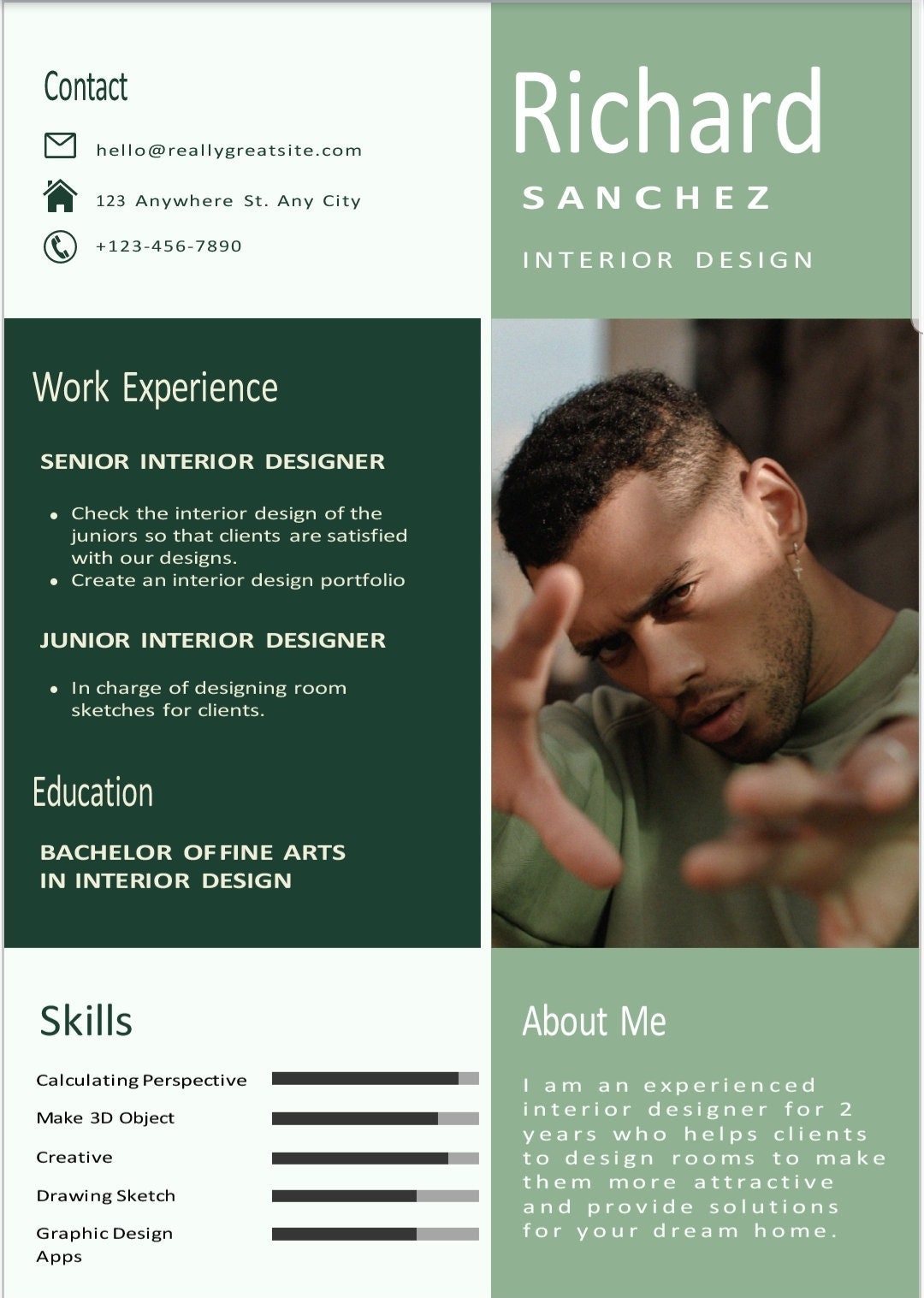 Interior Design Resume/cv Template Digital Download - Etsy