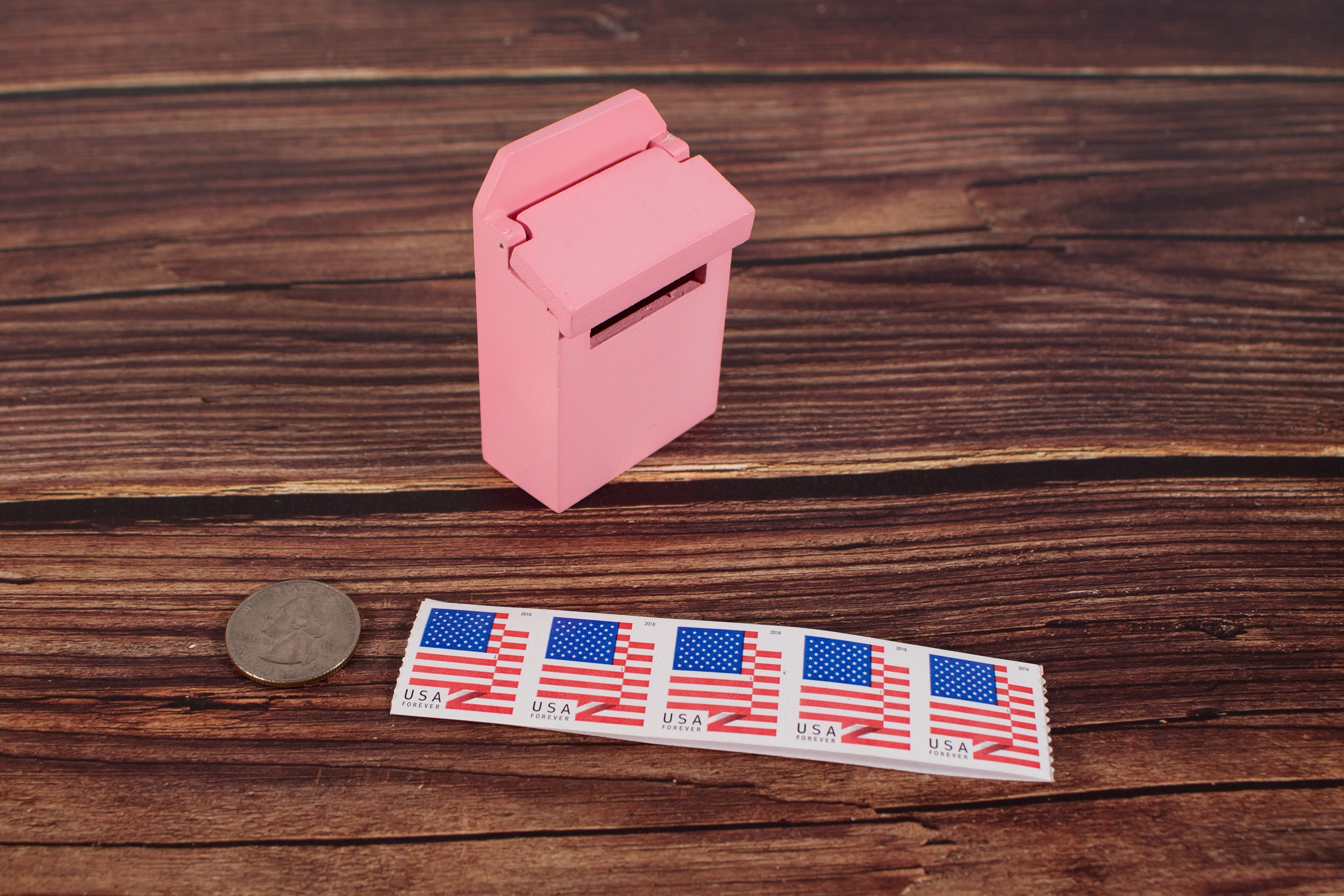 Tiny Cute Pink Mailbox Dollhouse Letters Perfect for mini mail and ...