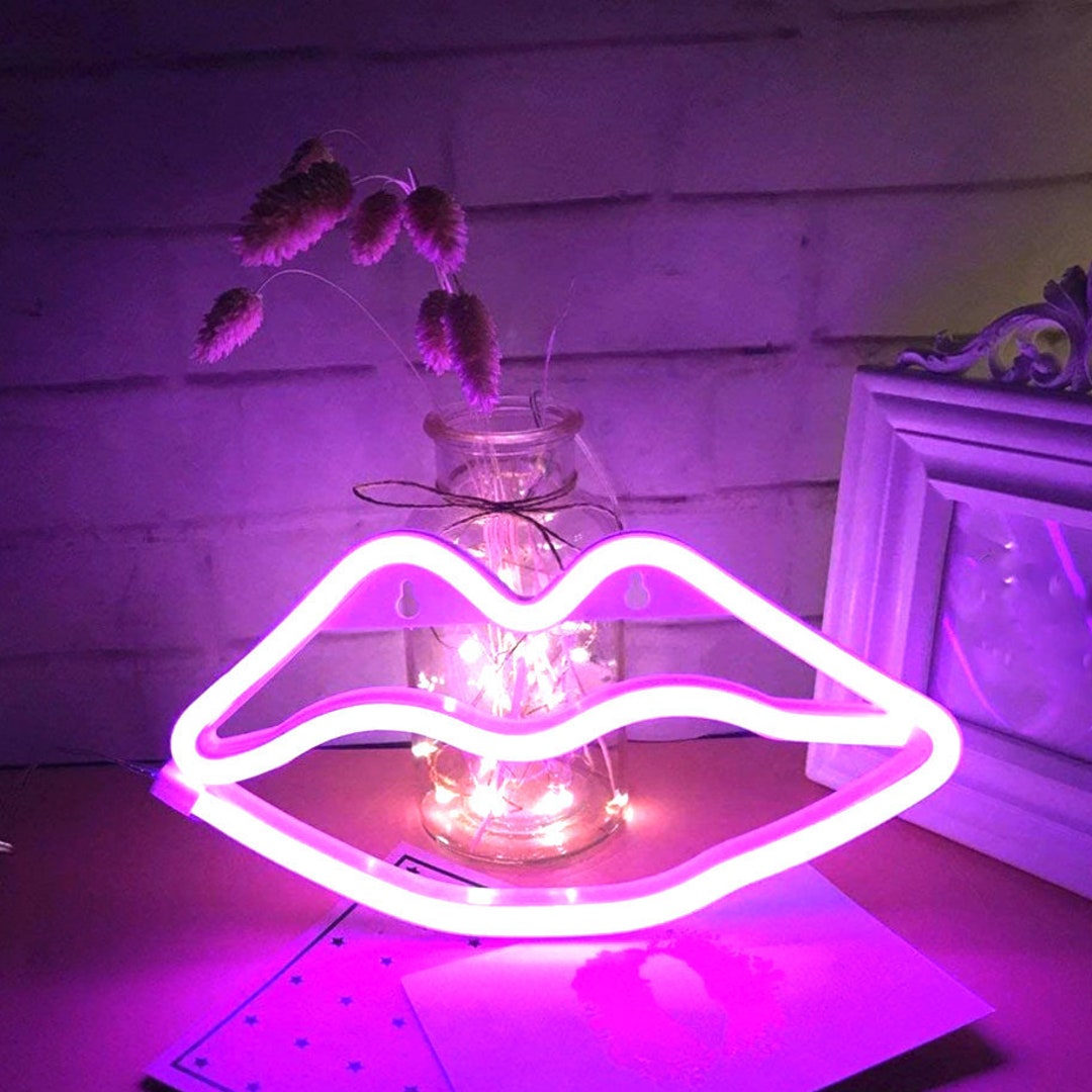 Kiss & Lips | Neon Lights (LED) for Bedroom, Light Decoration, Red Kiss ...