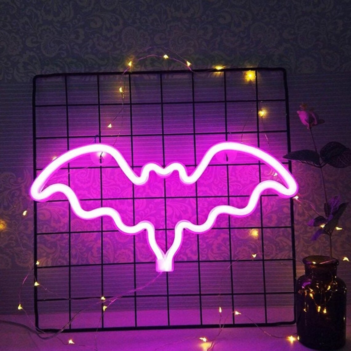 Flying Bat | Blue Neon Lights Sign (LED) for Bedroom, Light Decoration ...