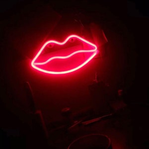 Kiss & Lips | Neon Lights (LED) for Bedroom, Light Decoration, Red Kiss ...
